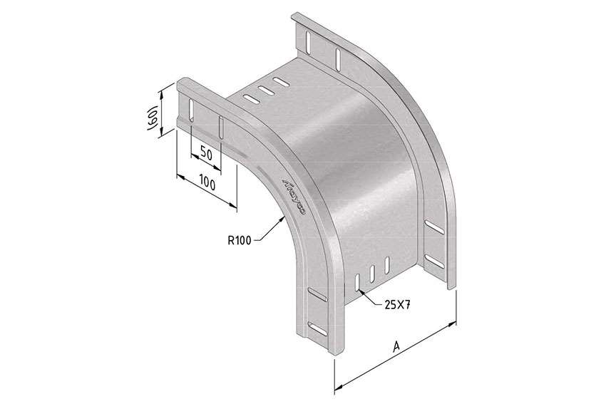 Trayco - Cable tray falling bend 100mm - 90° - sendzimir