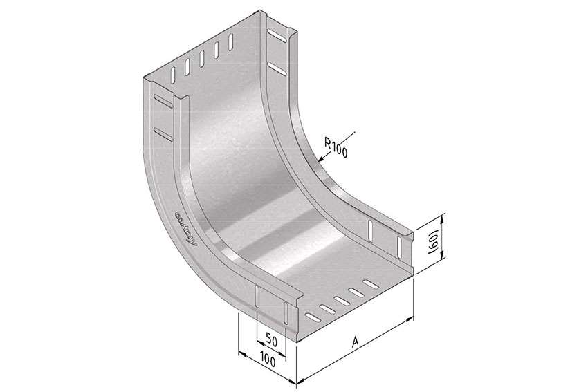 Trayco - Cable tray rising bend 300mm - 90° - sendzimir