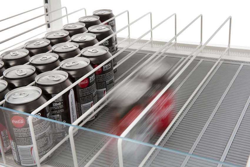 Linum - Fixed shelf 660mm with conveyors inclined