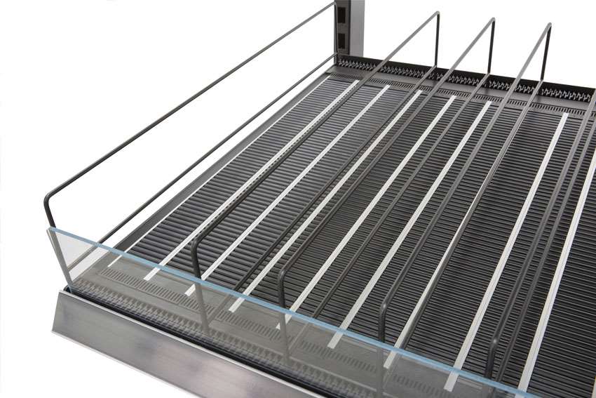 Linum - Fixed shelf 1250mm with conveyors inclined + plexi 80mm